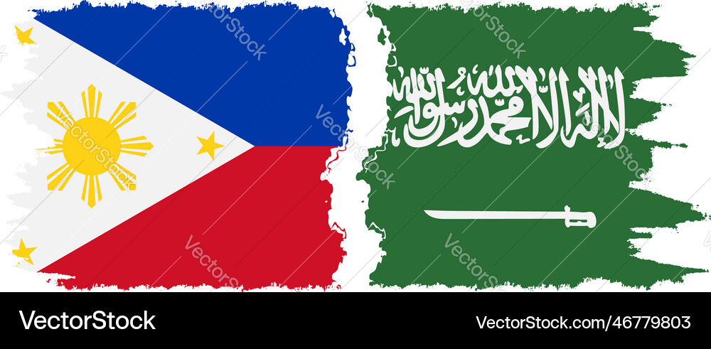 Saudi arabia and philippines grunge flags Vector Image