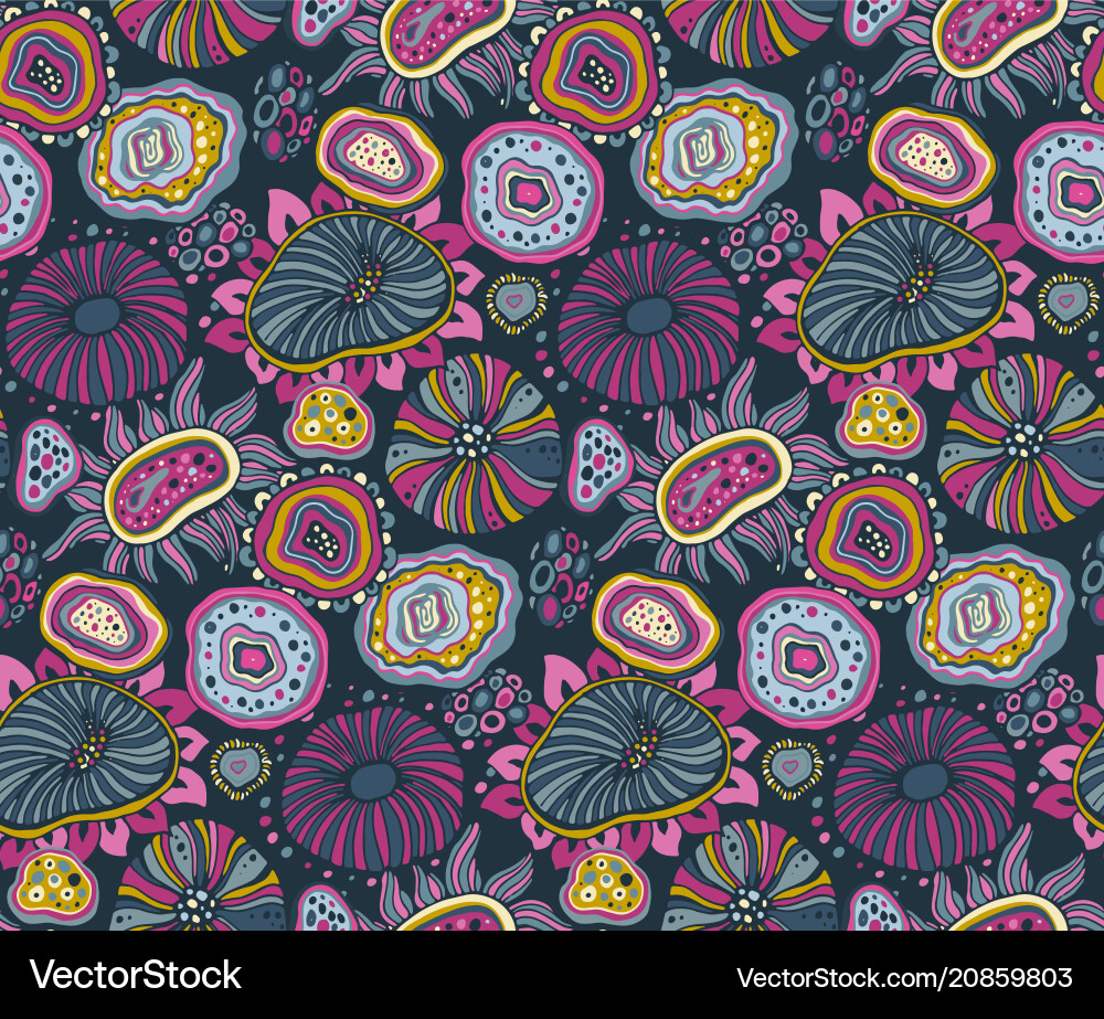 Seamless pattern with hand drawn floral fantasy Vector Image