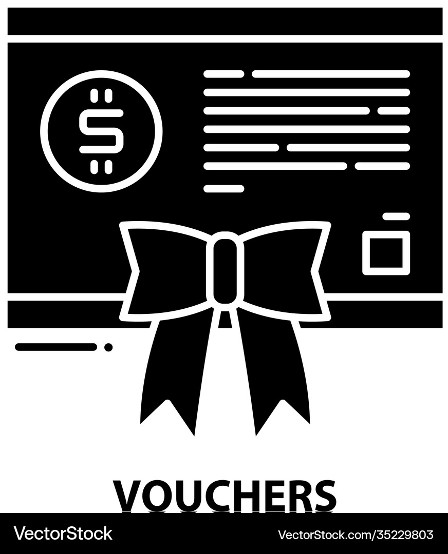 Vouchers icon black sign with editable Royalty Free Vector