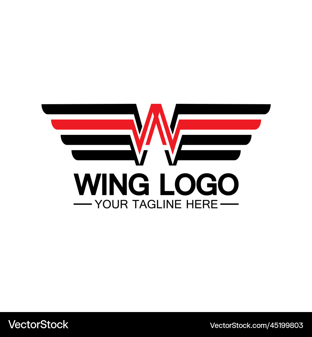W letter for wings logo design combination Vector Image