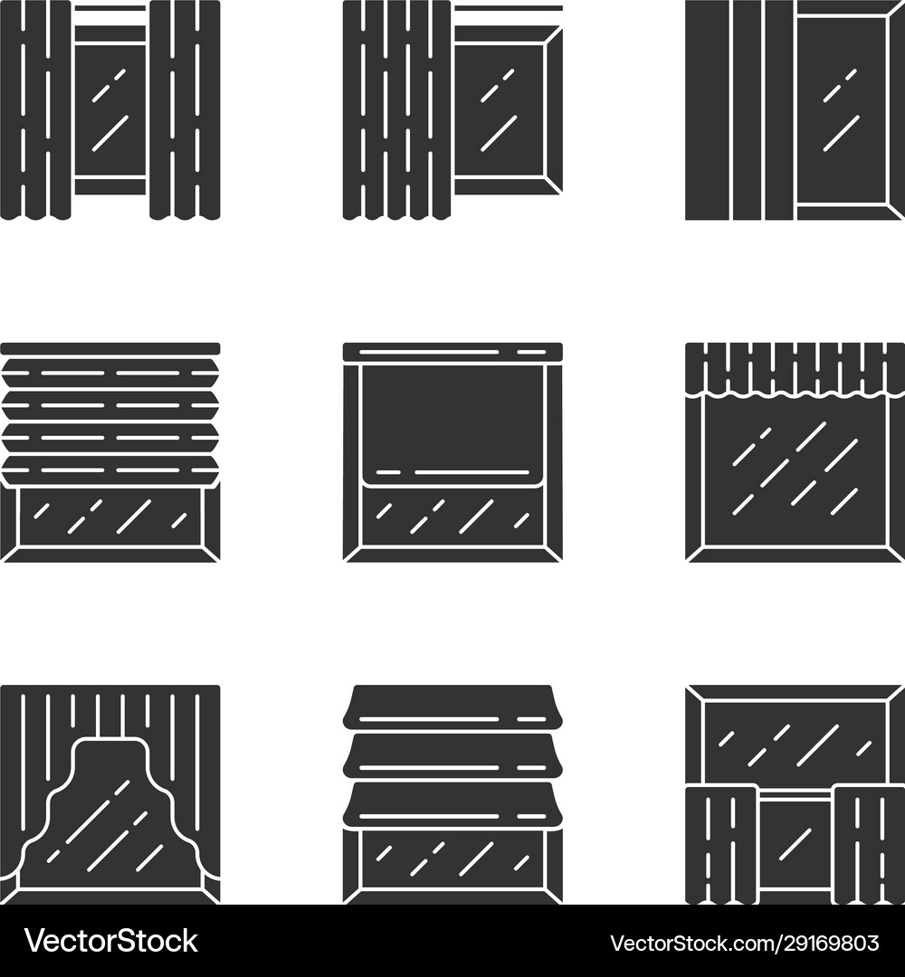 Window shutters glyph icons set roller roman Vector Image