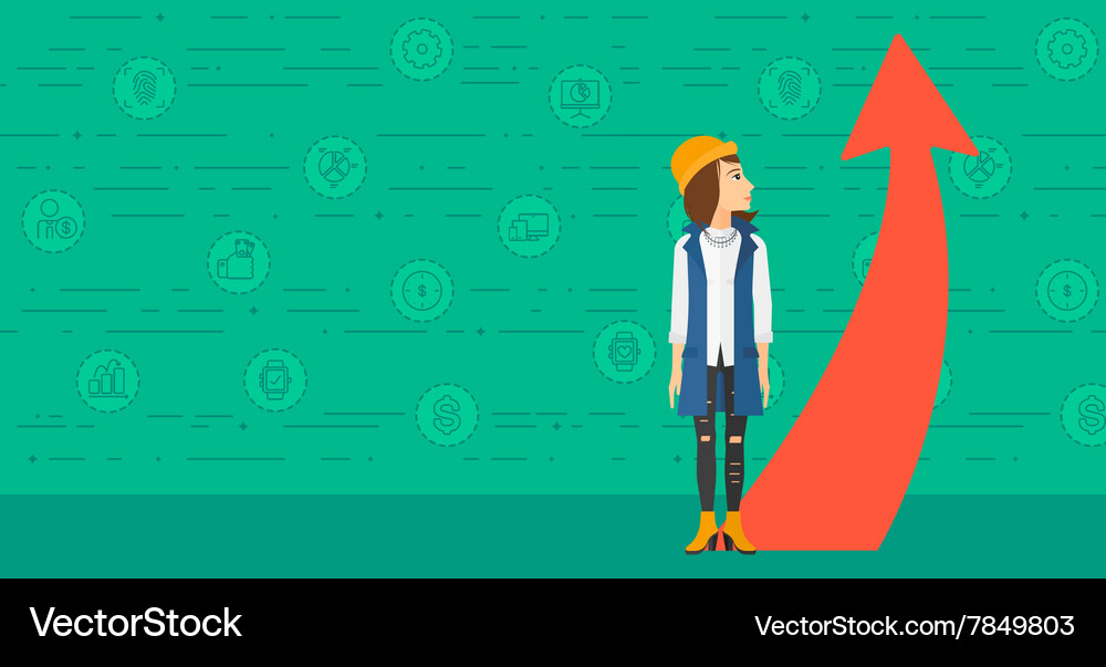Woman with arrow going up Royalty Free Vector Image