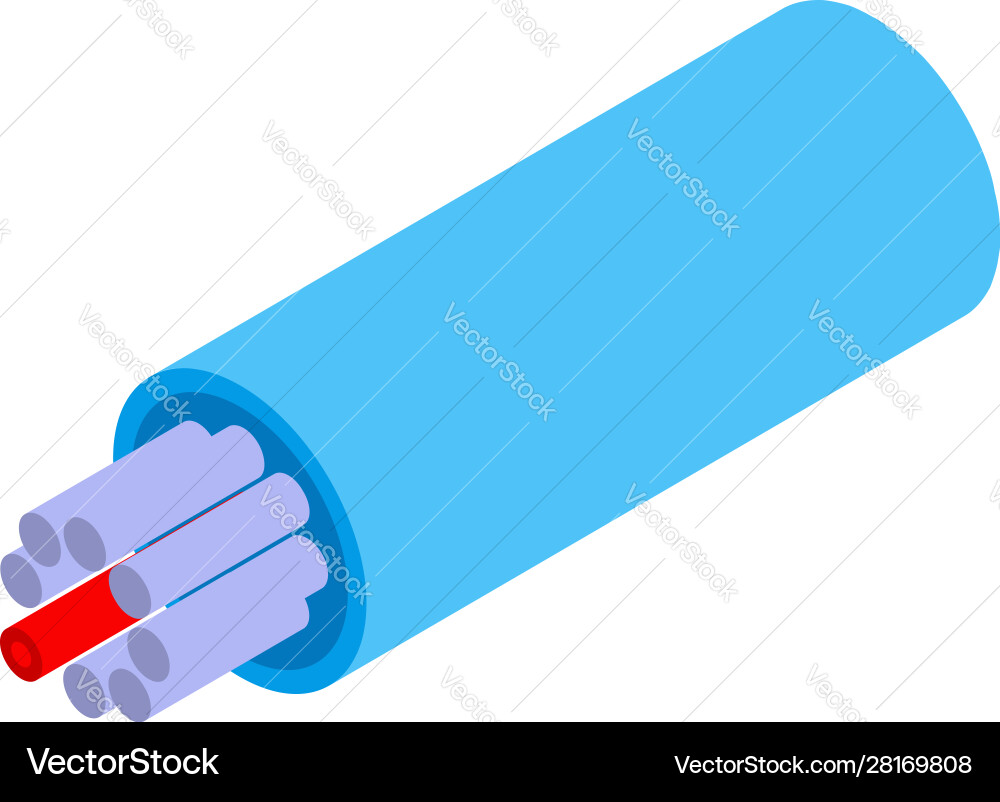 Blue optical fiber icon isometric style Royalty Free Vector