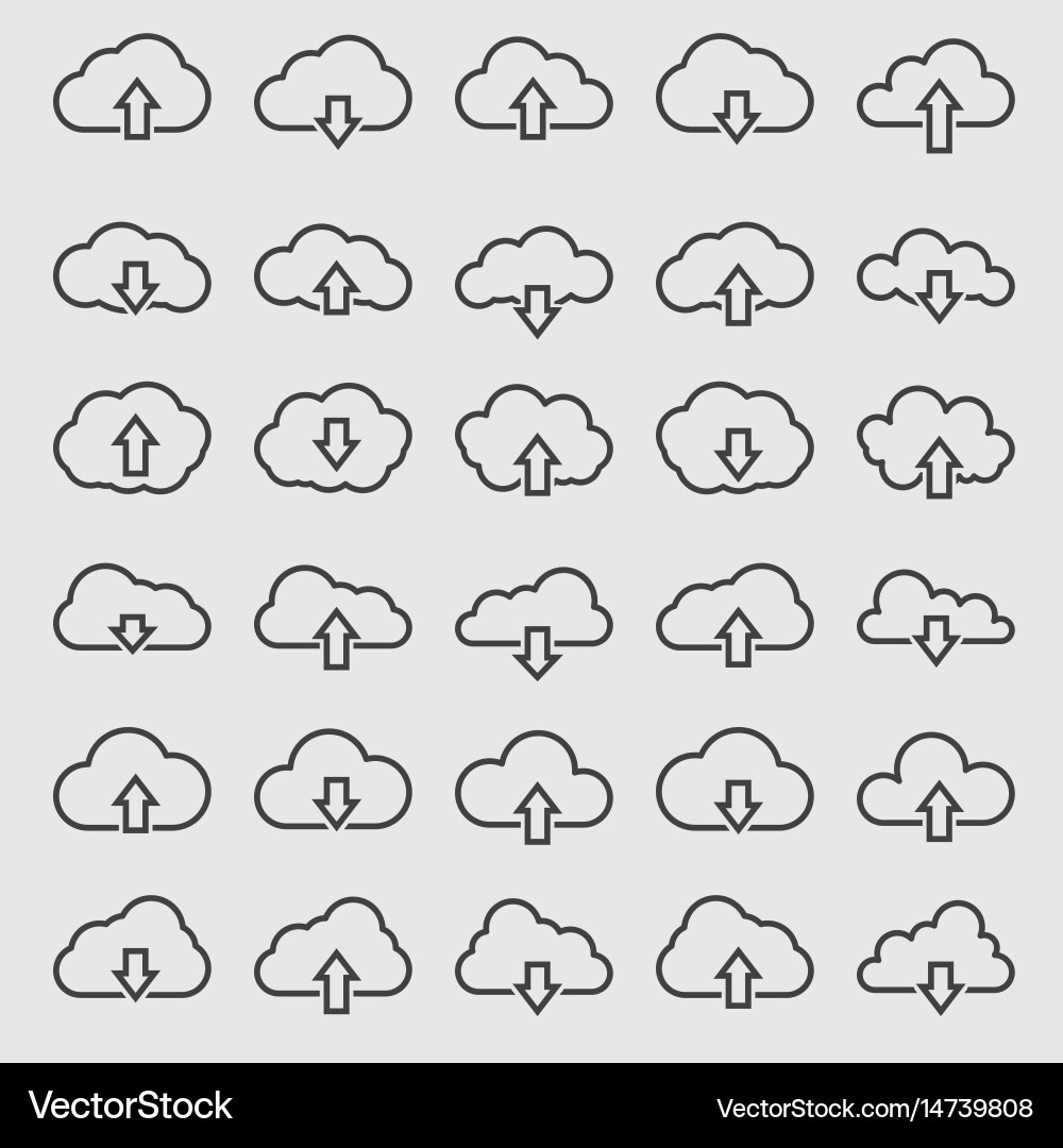 Cloud line icons set outline linear pictograph Vector Image