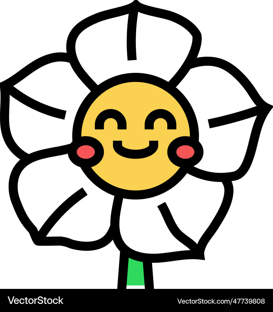 Flower smile character color icon Royalty Free Vector Image