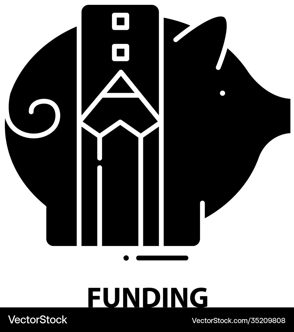 Funding icon black sign with editable Royalty Free Vector