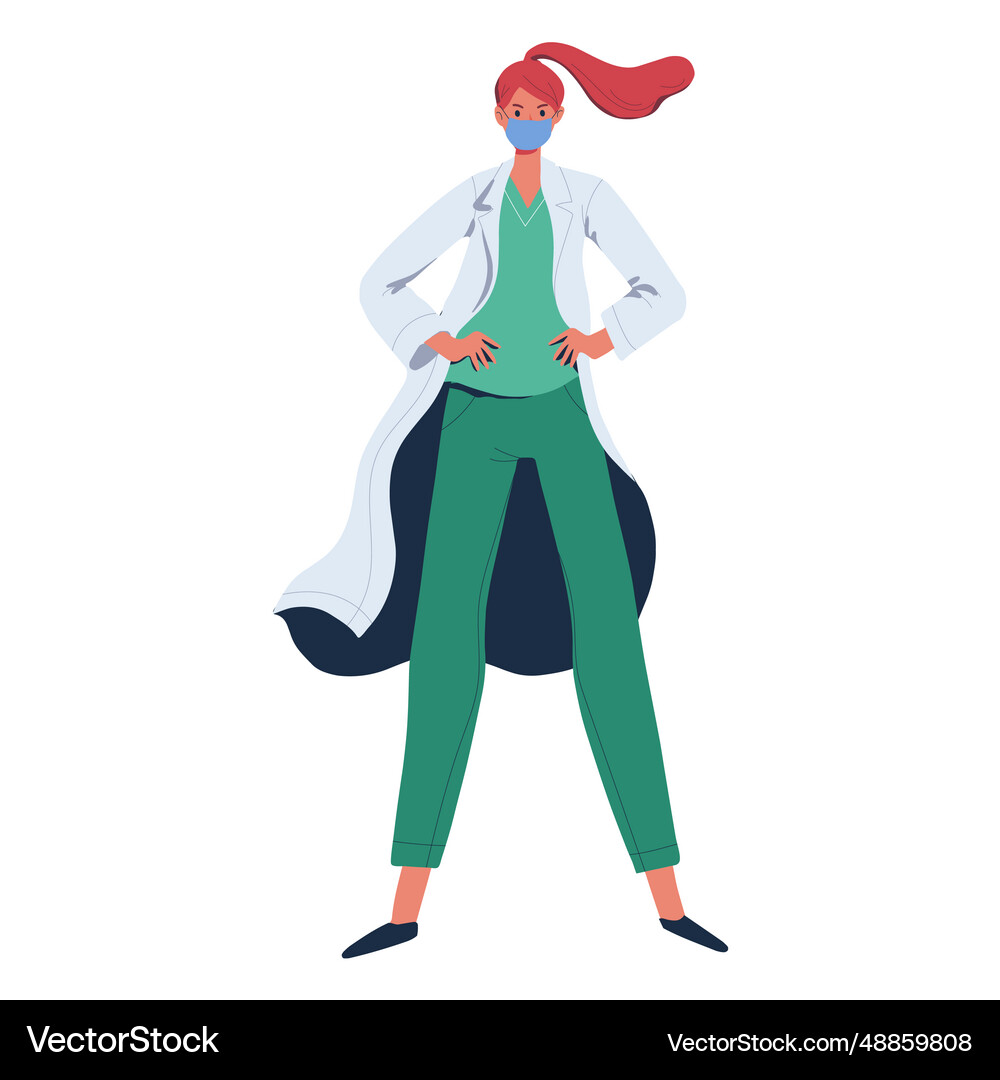 Ginger doctor heroine character Royalty Free Vector Image