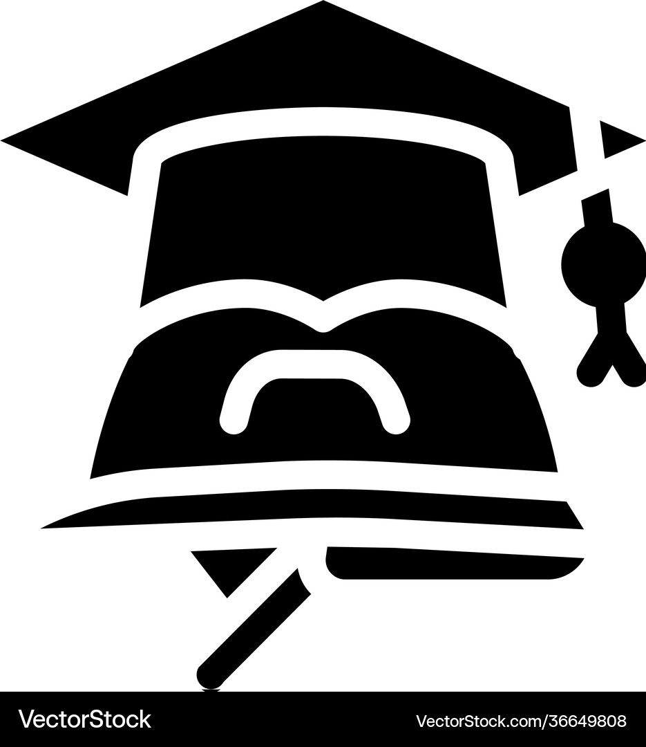 Helmet and graduation cap glyph icon Royalty Free Vector