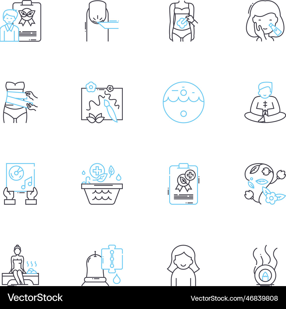 Integrative health linear icons set holistic Vector Image