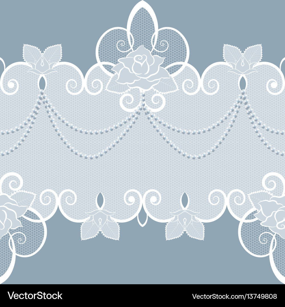 Lace pattern with pearls and roses Royalty Free Vector Image