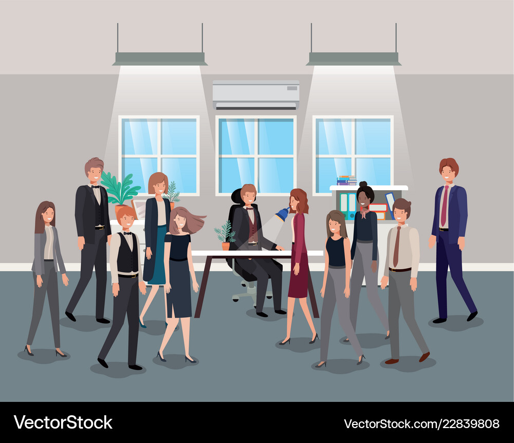Modern office with business people Royalty Free Vector Image