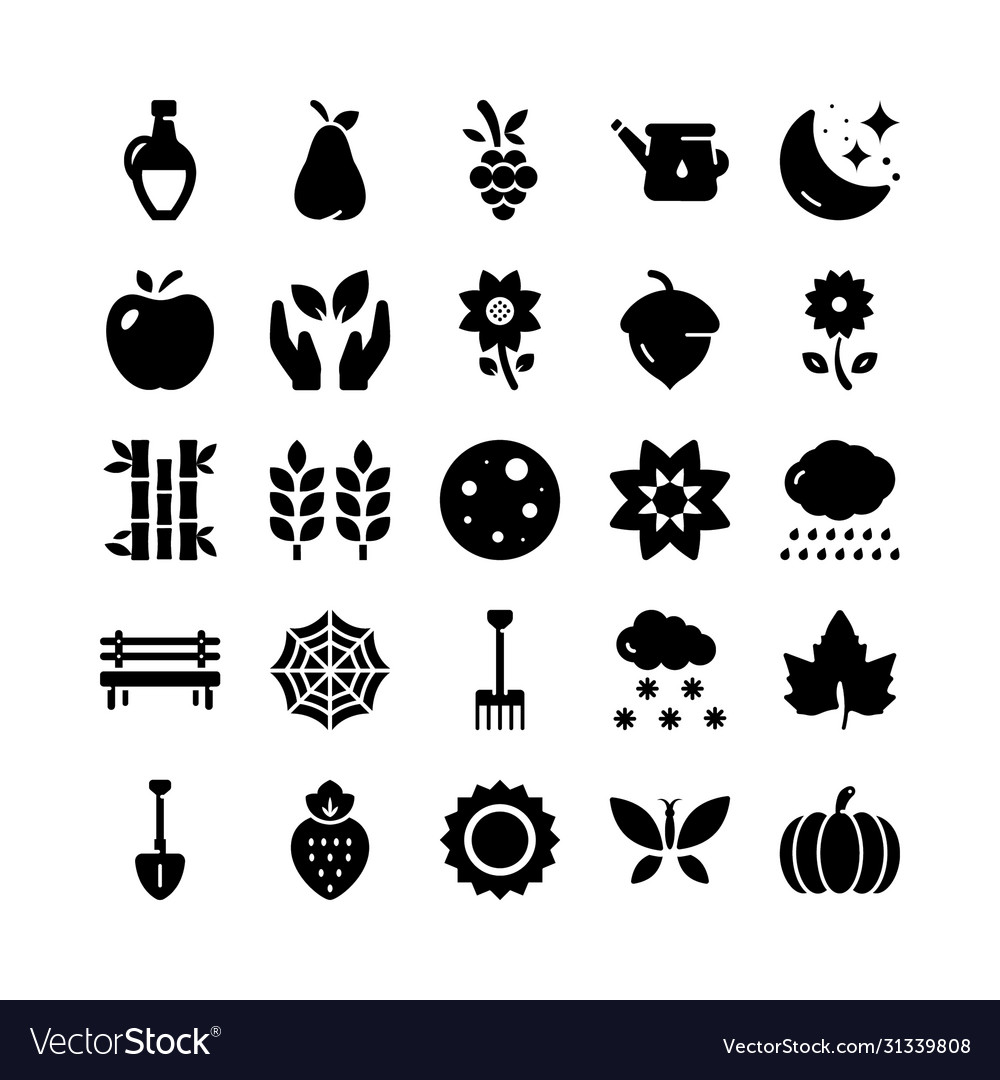Nature conservation solid icons pack Royalty Free Vector