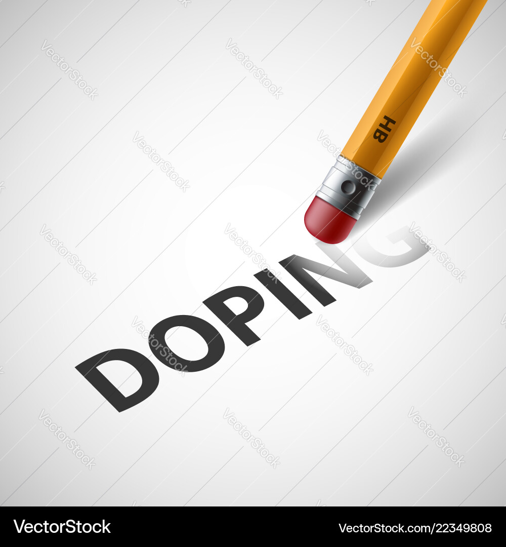 Pencil with a rubber erases the word doping Vector Image