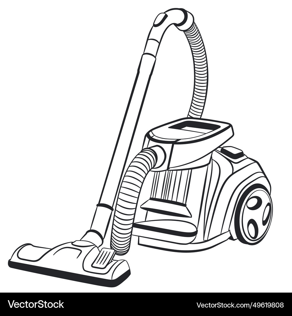 Vacuum cleaner black contour isolated Royalty Free Vector