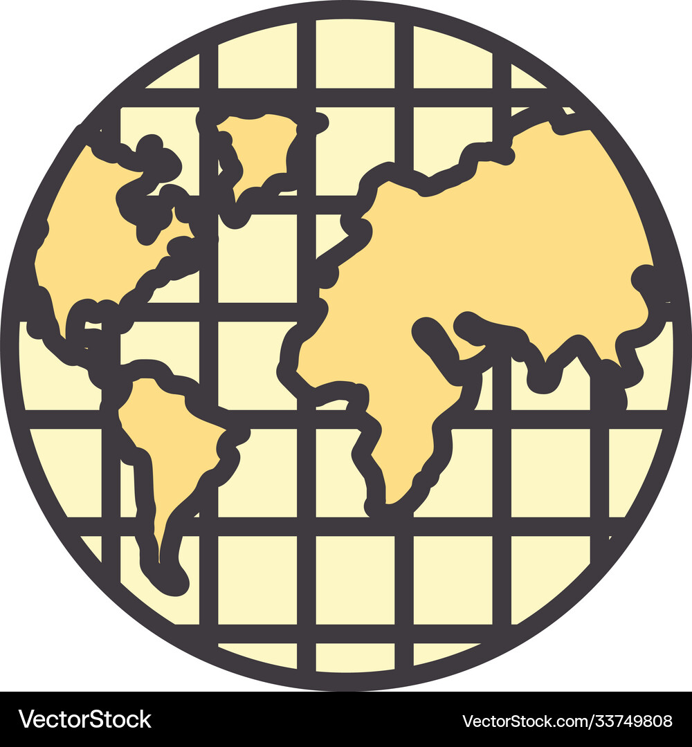 World sphere line and fill style icon Royalty Free Vector