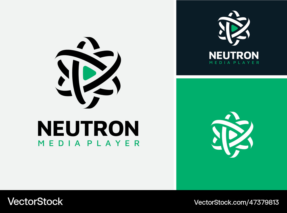 Atom ring music video play media player apps logo Vector Image