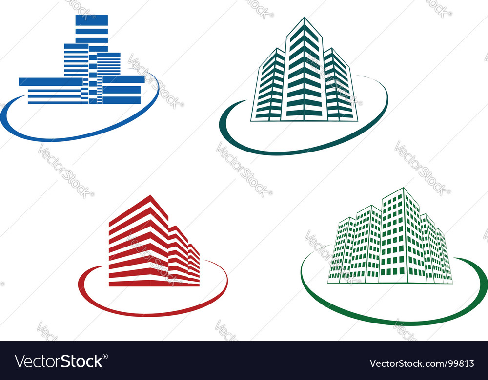 Buildings symbols Royalty Free Vector Image - VectorStock