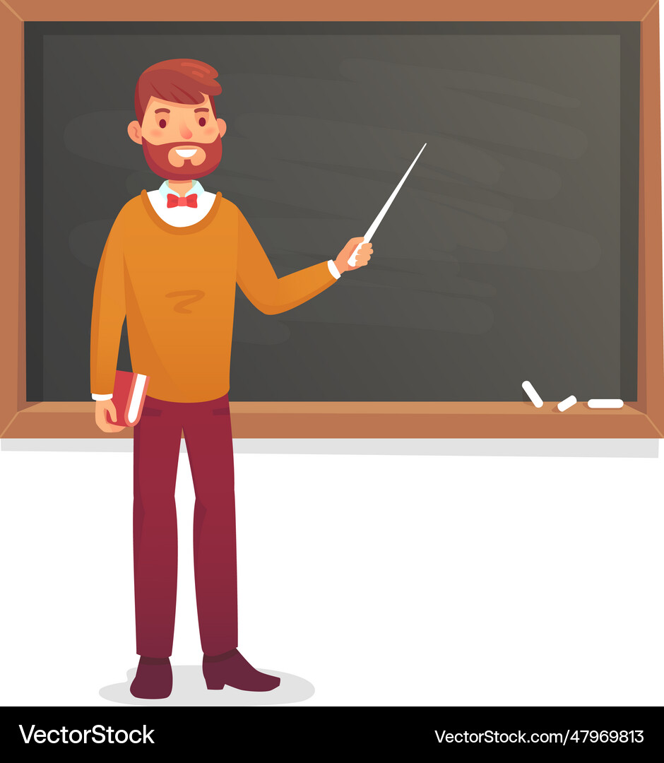 Chalkboard and professor college or university Vector Image