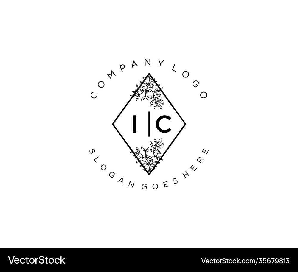 Initial ic letters beautiful floral feminine Vector Image