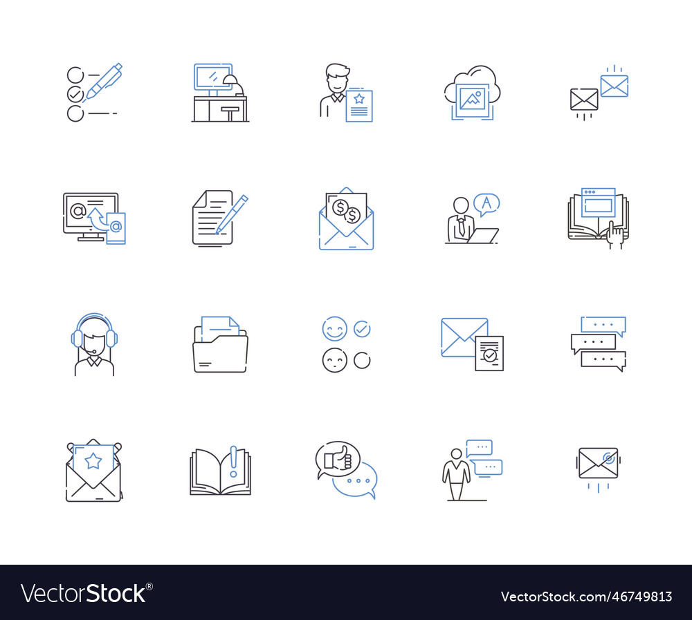 Messaging outline icons collection texting Vector Image
