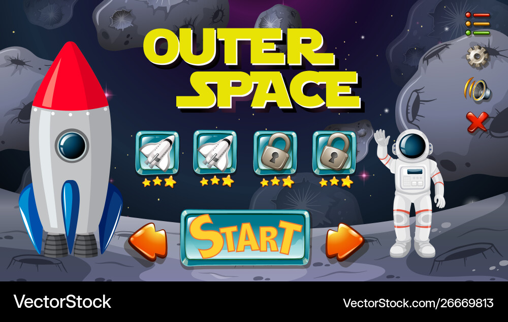 Outer space game background Royalty Free Vector Image