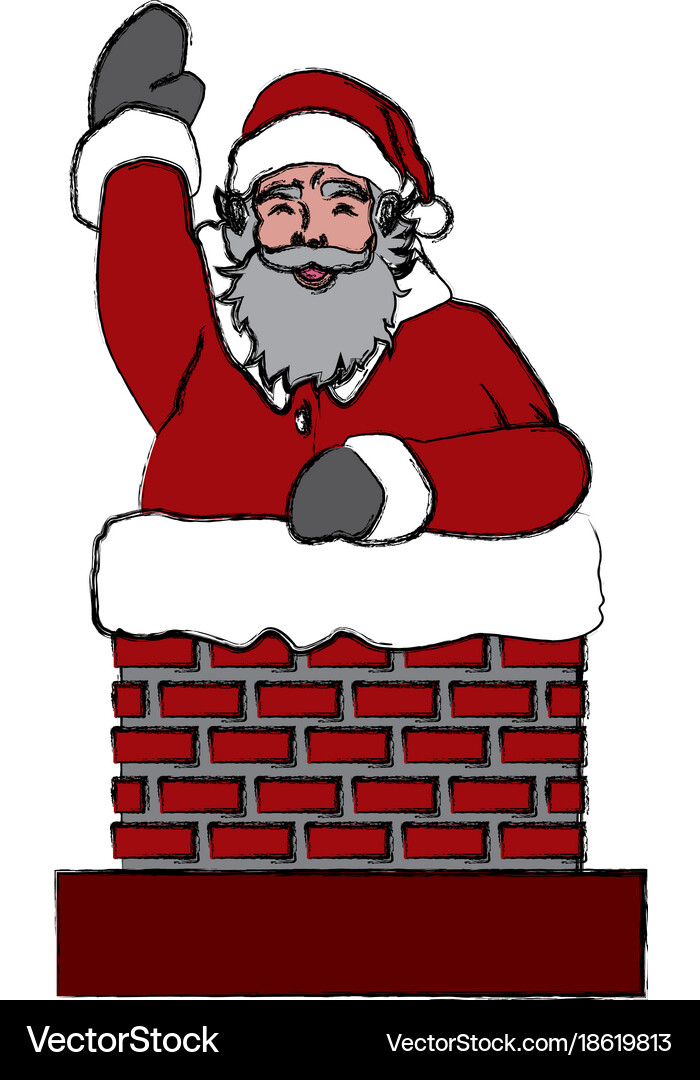 Santa claus in chimney Royalty Free Vector Image