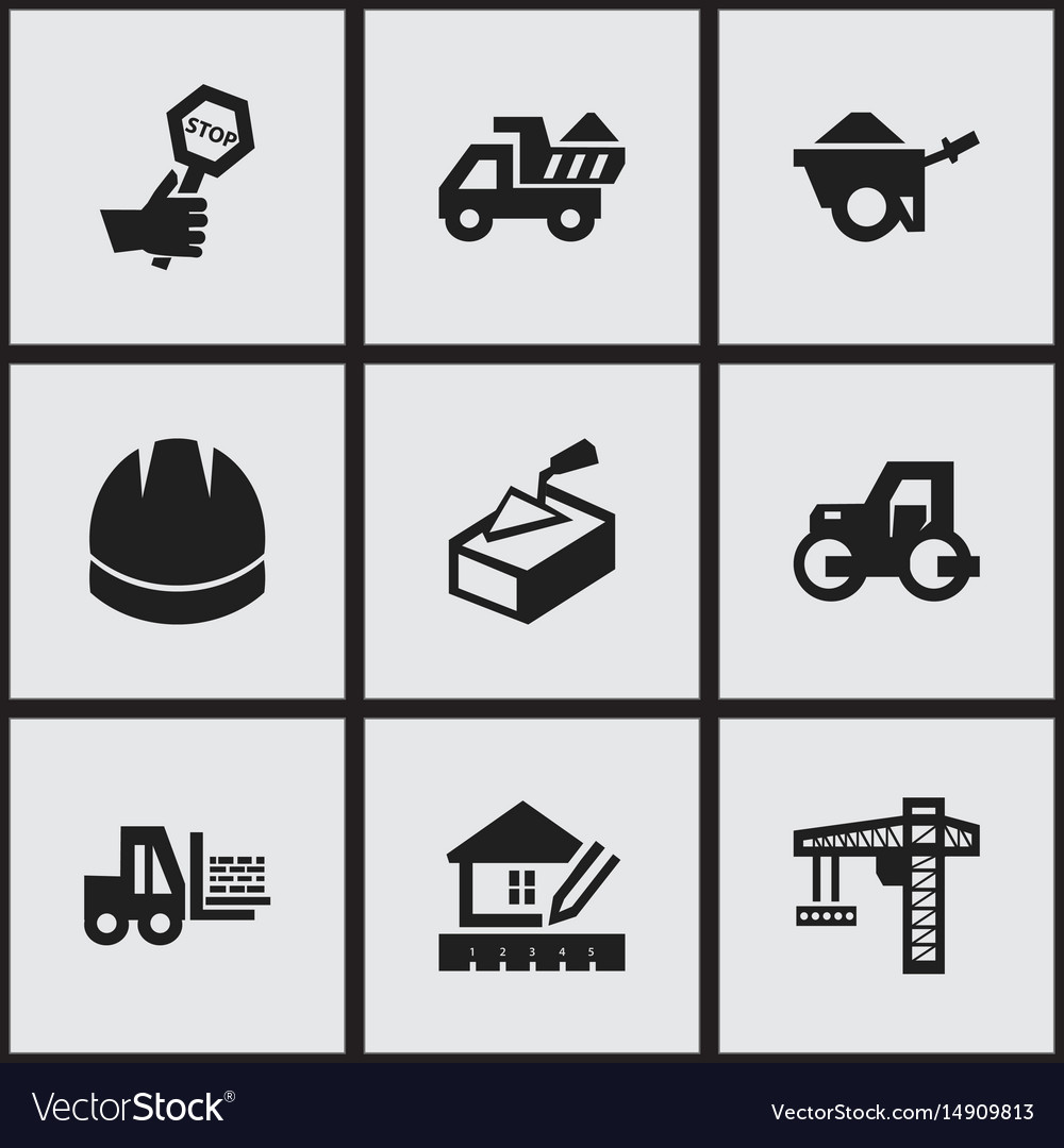 Set 9 editable structure icons includes Royalty Free Vector