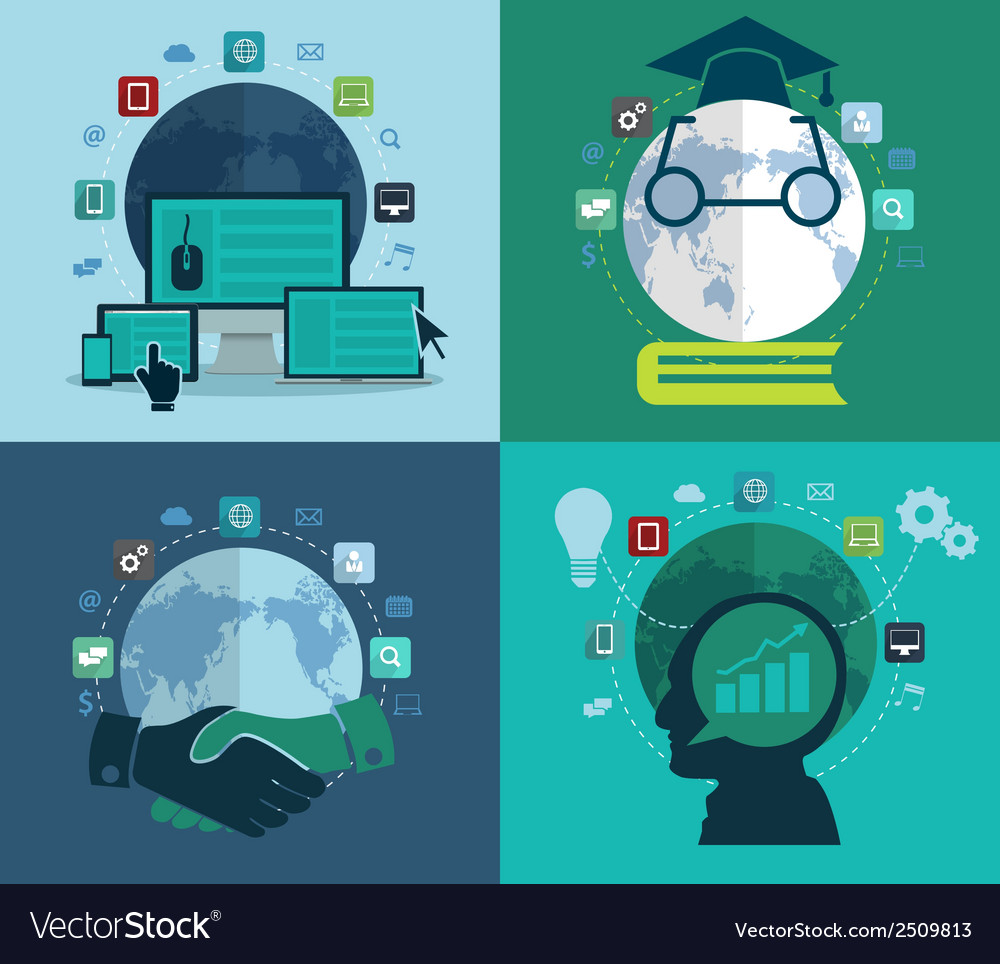 Set of flat design concept icons for web Vector Image