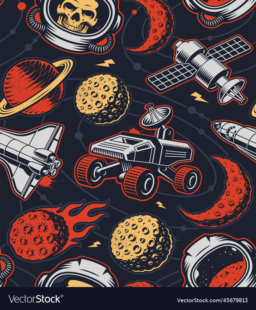 Space seamless background in vintage style with Vector Image
