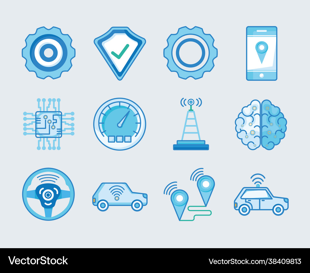 Transportation and vehicle icon collection Vector Image