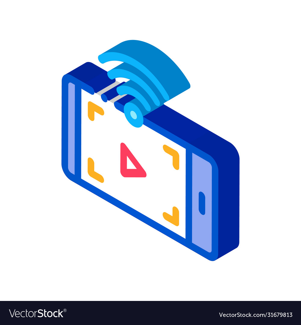 Watching video with wifi isometric icon Royalty Free Vector