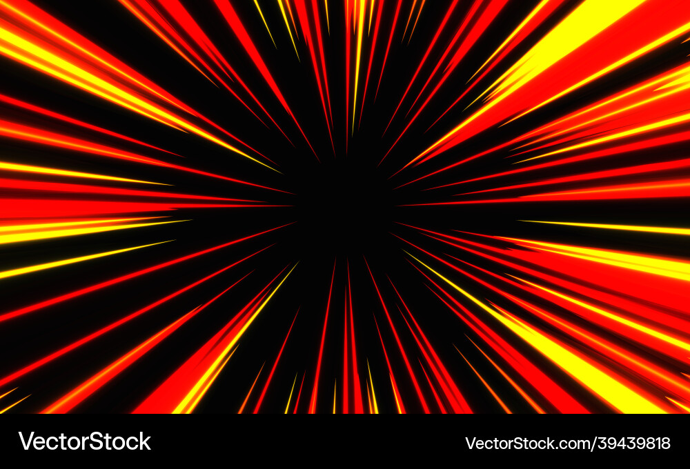 Abstract red yellow light speed zoom on black Vector Image