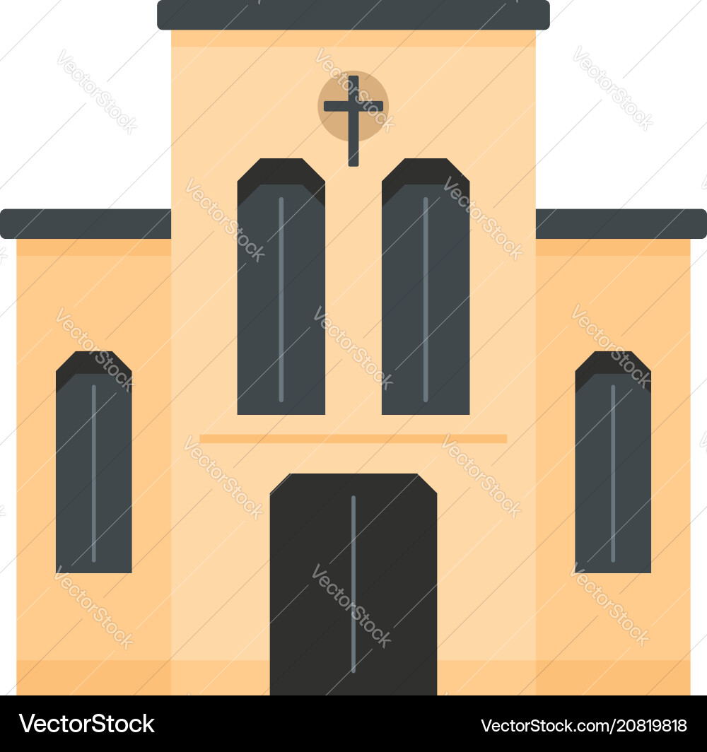 Church with cross icon flat style Royalty Free Vector Image