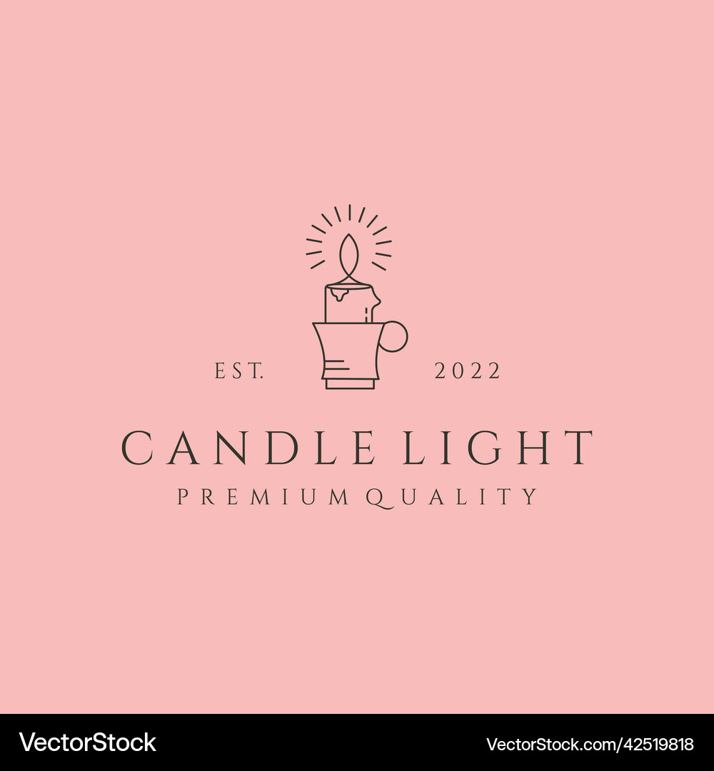 Cup candle light line logo symbol design Vector Image