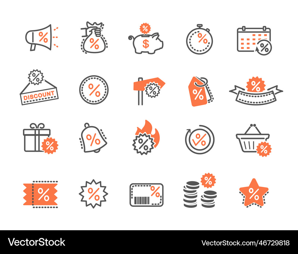 Discount card line icons set Royalty Free Vector Image