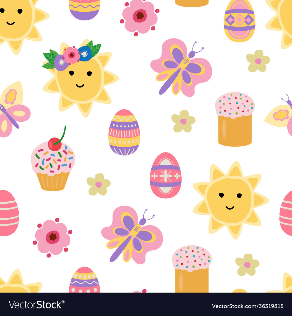 Easter spring seamless pattern Royalty Free Vector Image