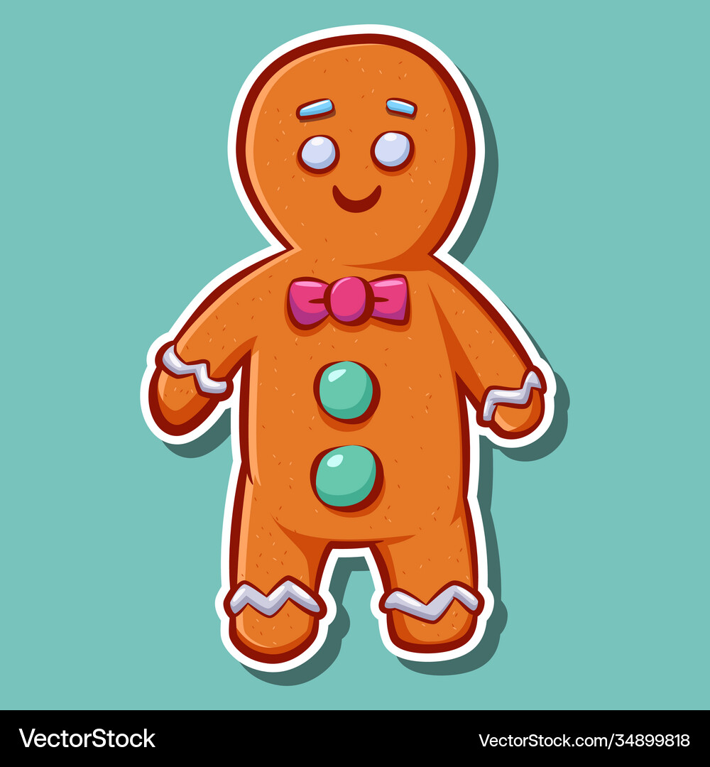 Ginger man cookie cartoon icon isolated Royalty Free Vector
