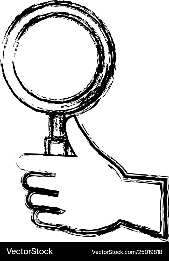 Hand human with magnifying glass isolated icon Vector Image
