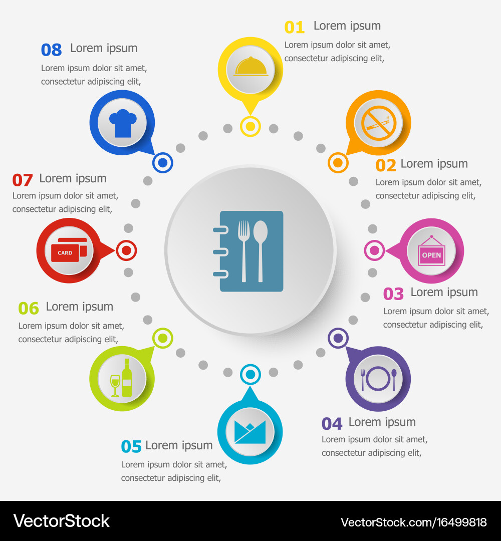 Infographic template with restaurant icons Vector Image