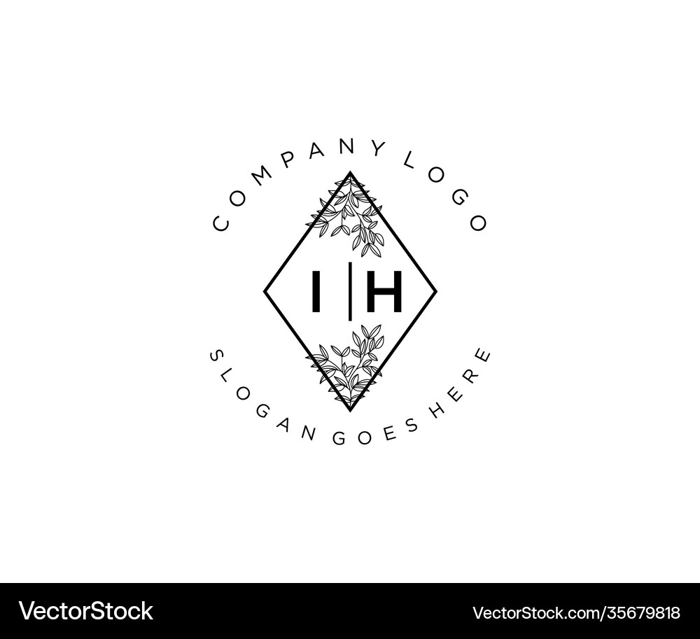 Initial ih letters beautiful floral feminine Vector Image