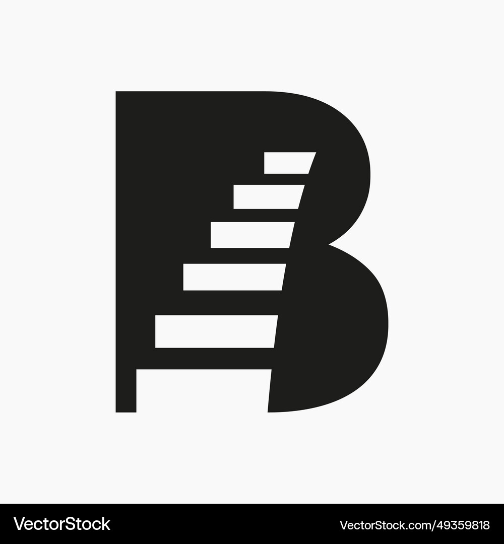 Letter b stair logo step symbol alphabet Vector Image