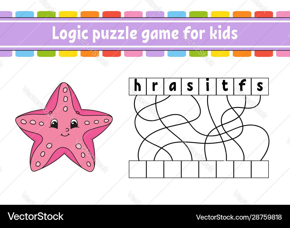 Logic puzzle game learning words for kids sea Vector Image