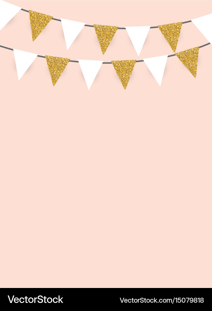 Party background with golden glitter flags Vector Image