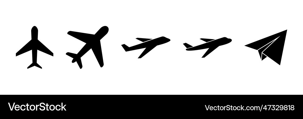 Plane icon set airplane icon flight transport Vector Image