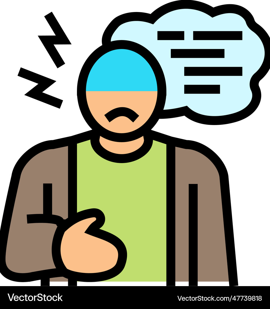 Regretful thoughts sad mood color icon Royalty Free Vector