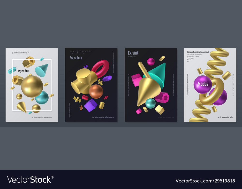 Render shapes poster realistic 3d geometry Vector Image