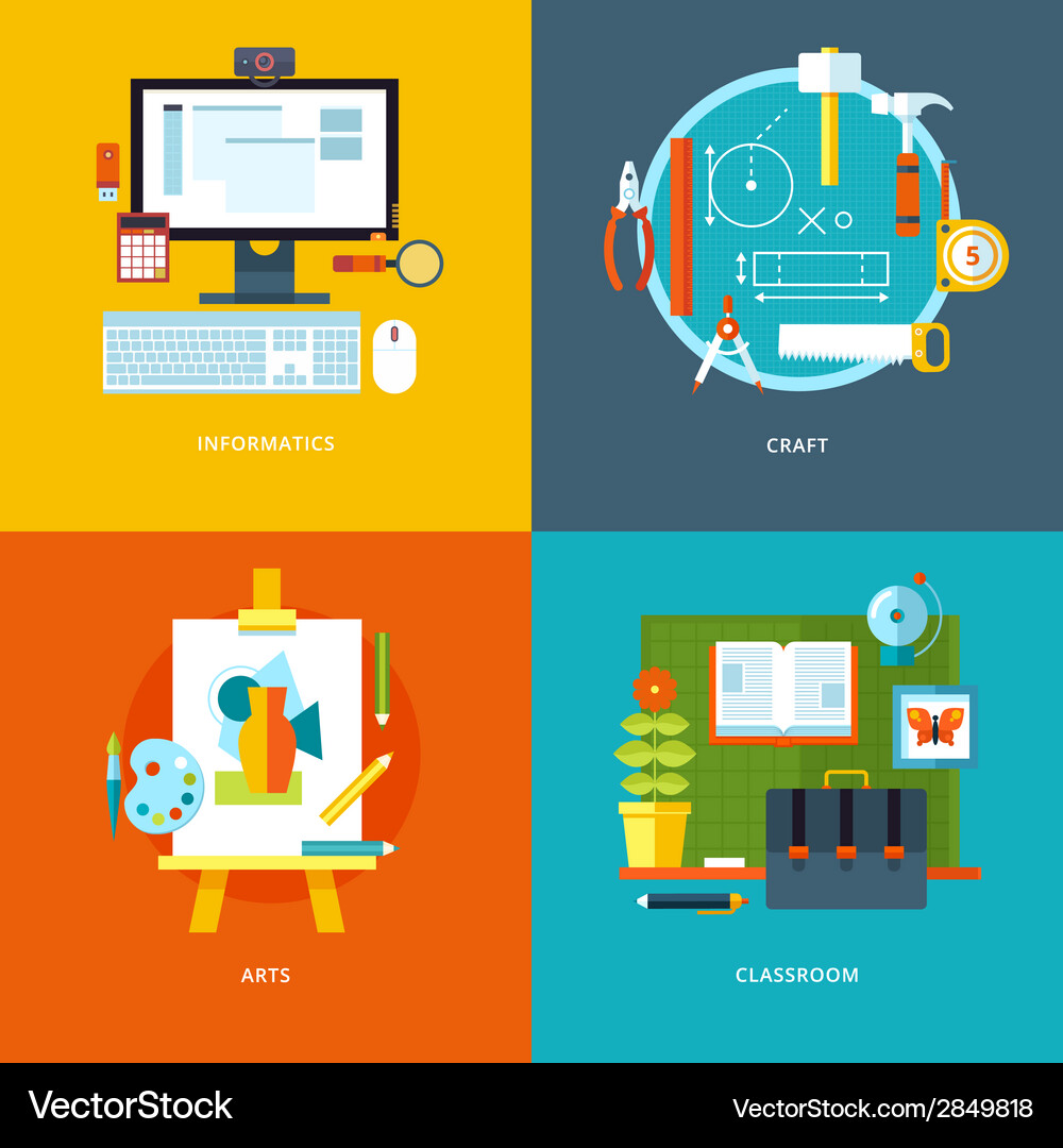 School and education icons set for web design Vector Image