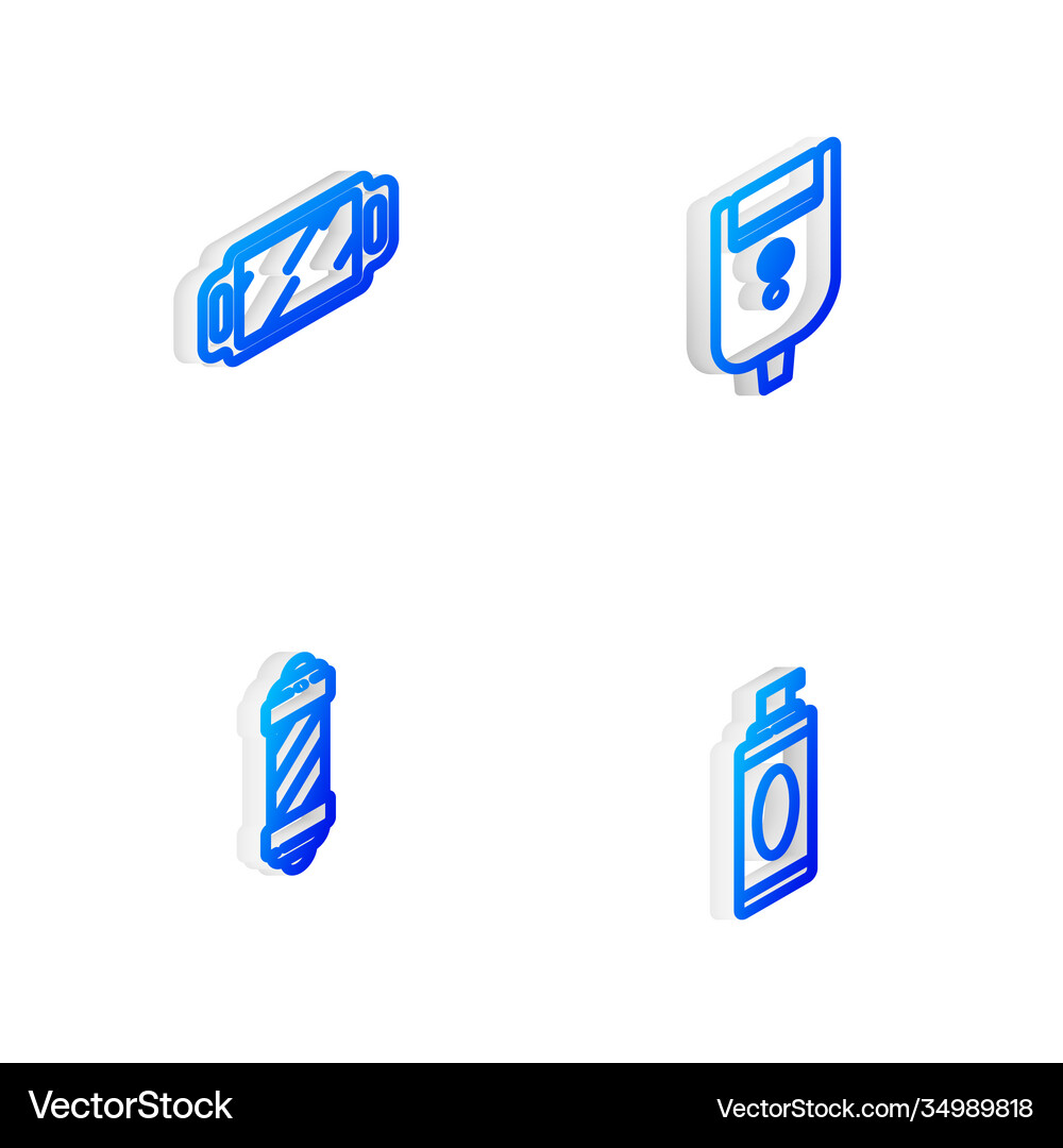 Set isometric line electric razor blade for men Vector Image