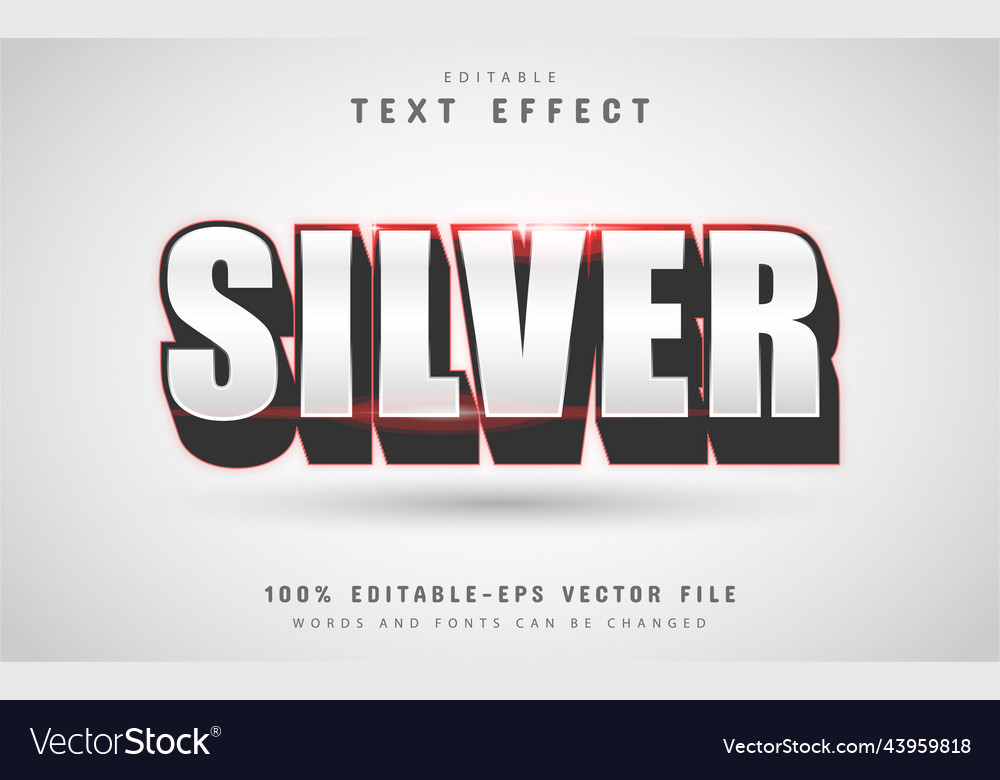 Silver text editable effect Royalty Free Vector Image
