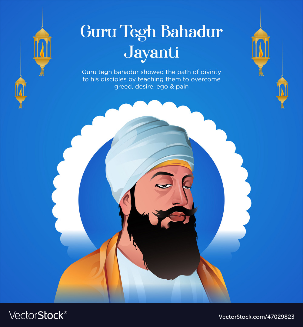 Banner design of guru tegh bahadur jayanti Vector Image
